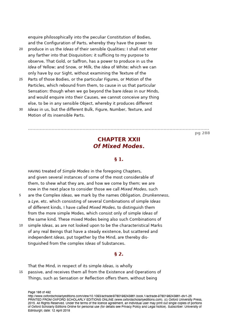 Locke - Essay II-22 | PDF | Idea | Metaphysics