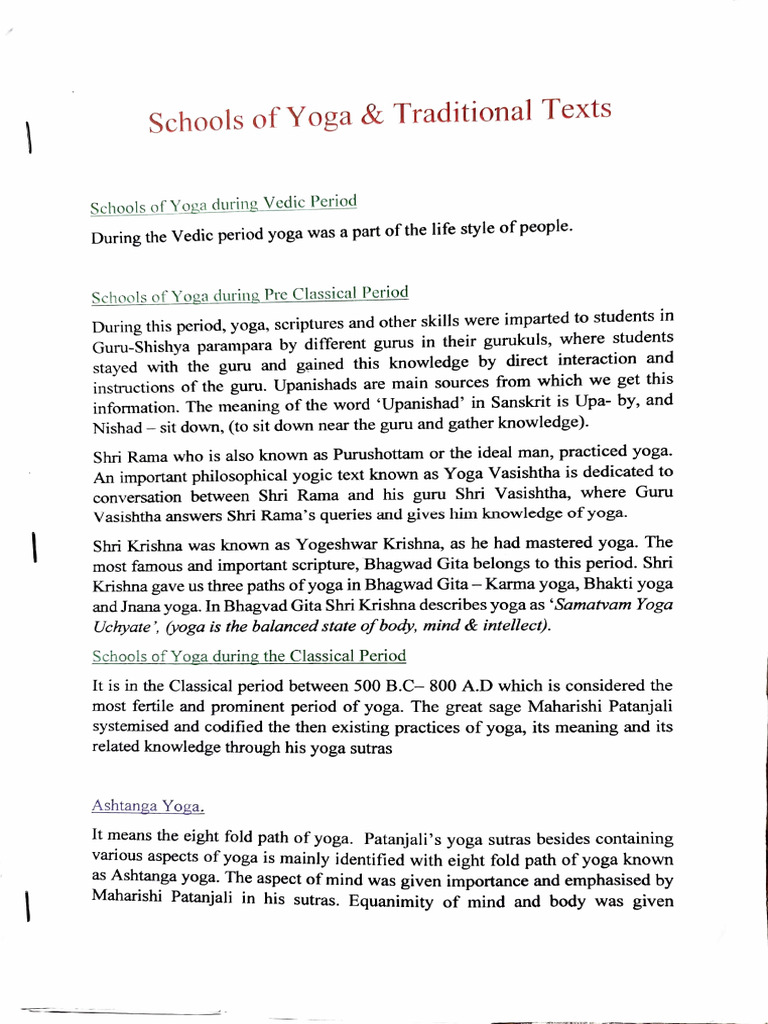Overview of Yoga Schools and Texts | PDF | Yoga | Hatha Yoga