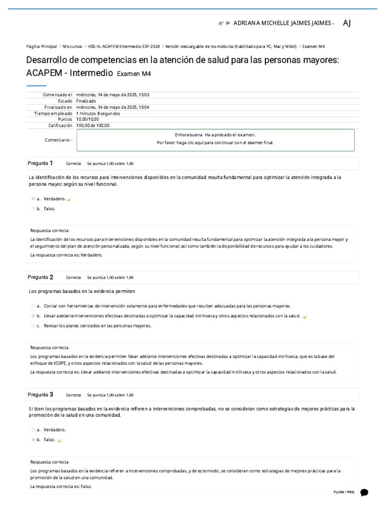 Examen M4 - Revisión Del Intento - Campus PAHO | PDF | Depresión (estado de ánimo) | Cuidado de ...