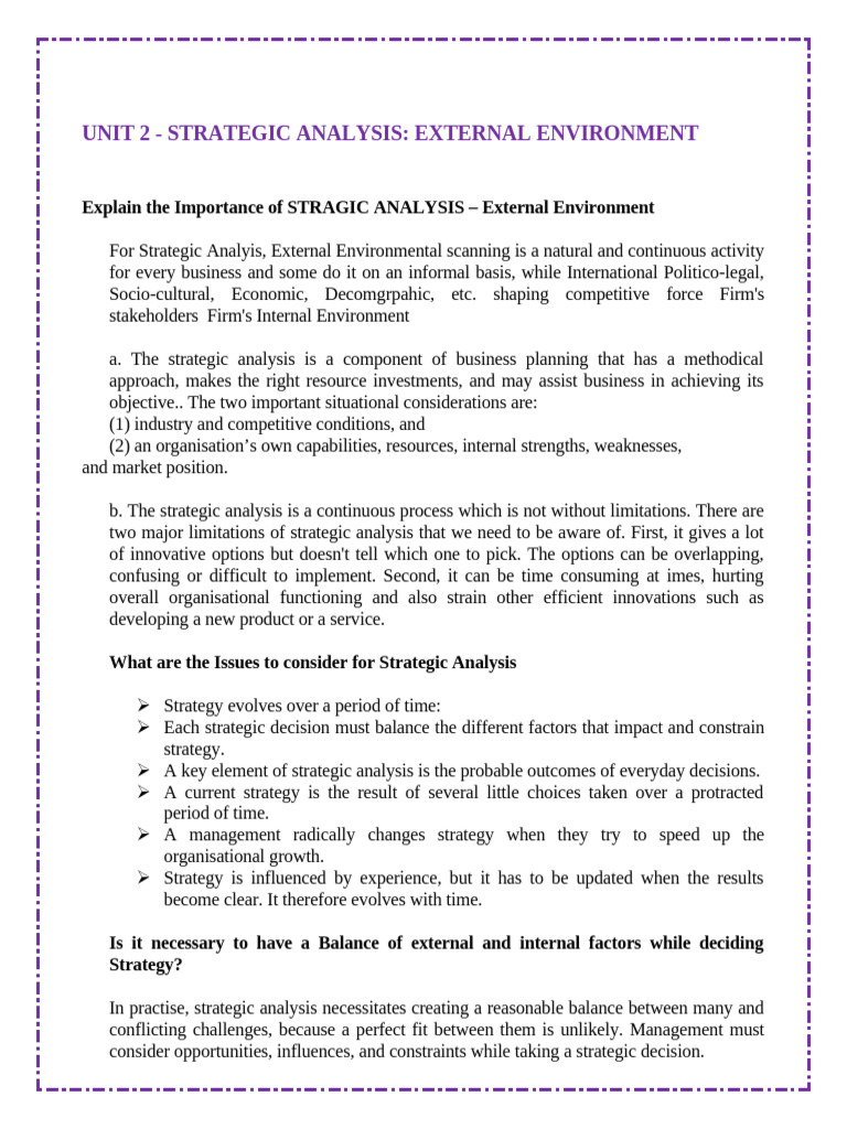 Strategic Analysis of External Environment | PDF | Marketing ...