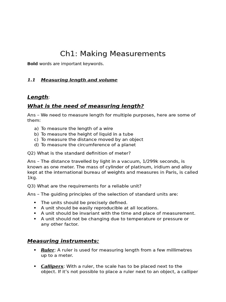 Physics CH 1 | PDF | Volume | Density