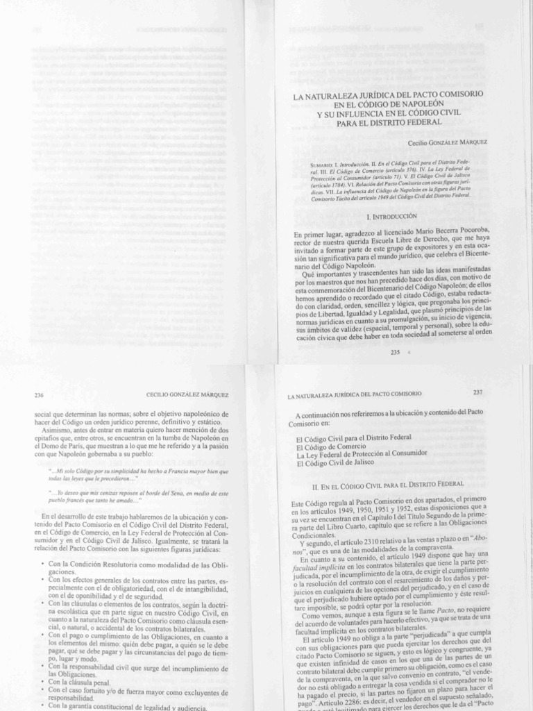 7 La Naturaleza Juridica Del Pacto Comisorio en El Codigo de Napoleon y ...