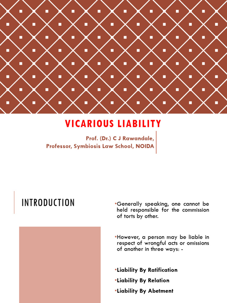 Presentation - Chapter 5 - Vicarious Liability | PDF | Legal Liability ...