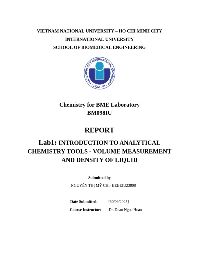 LAB Chem Bme 1 | PDF | Volume | Density