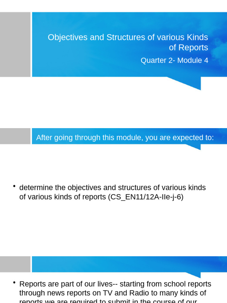 Objectives and Structures of Various Kinds of Reports | PDF | Abstract ...