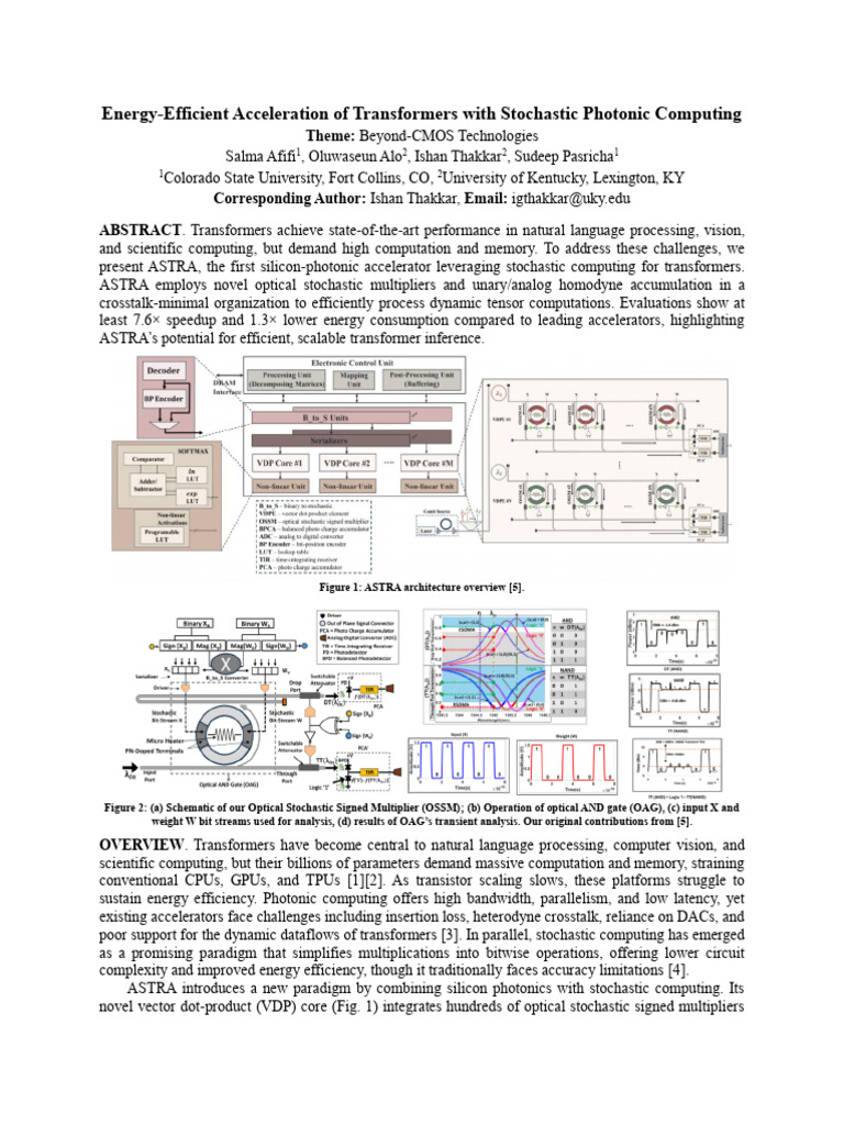 ASTRA: Energy-Efficient Acceleration of Transformers with Stochastic Photonic Computing | PDF ...