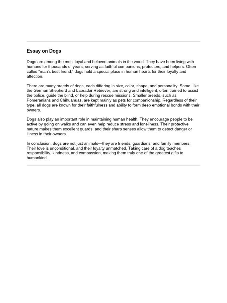 Essay On Dogs | PDF