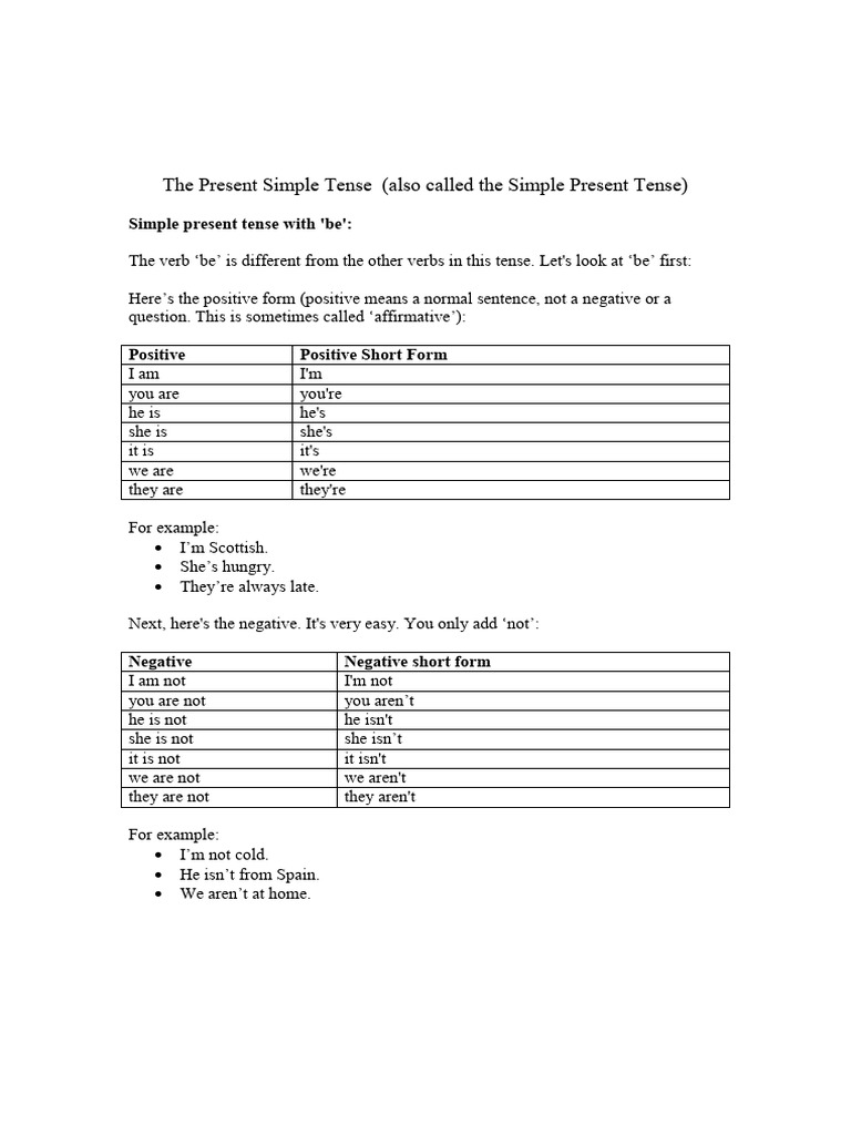 present_simple_form | PDF | Language Families | Languages