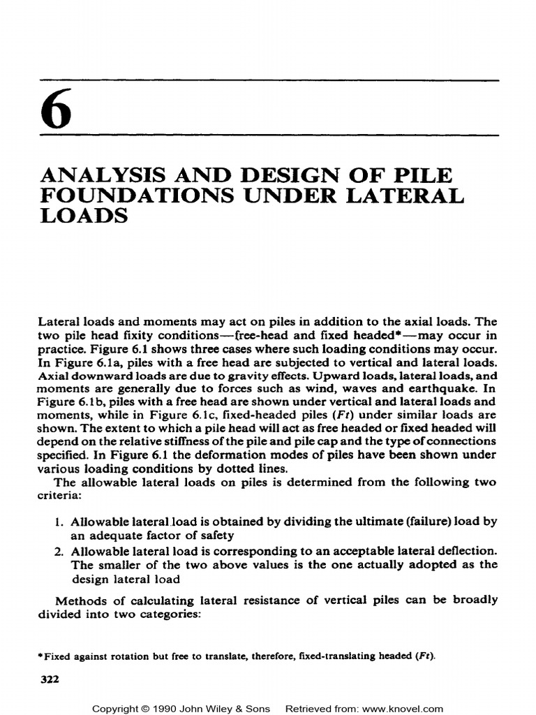 Analysis and Design of Pile Foundations Under Lateral Loads | PDF ...