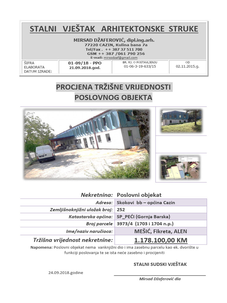 Procjena Poslovni Objekat ..Skokovi..Medic..Mešić Alen..Asa Banka | PDF