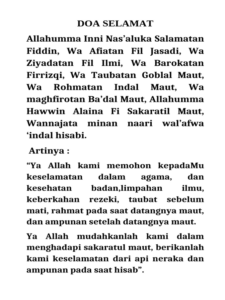 Doa Selamat | PDF
