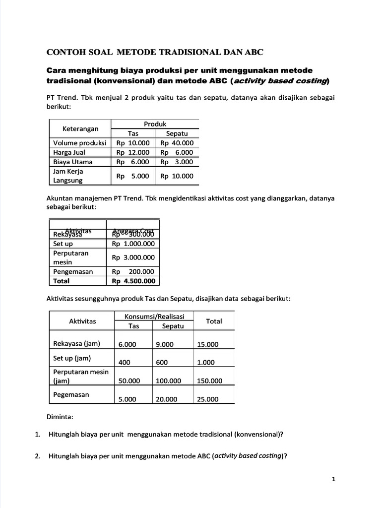 Biaya Produksi: Tradisional vs ABC | PDF