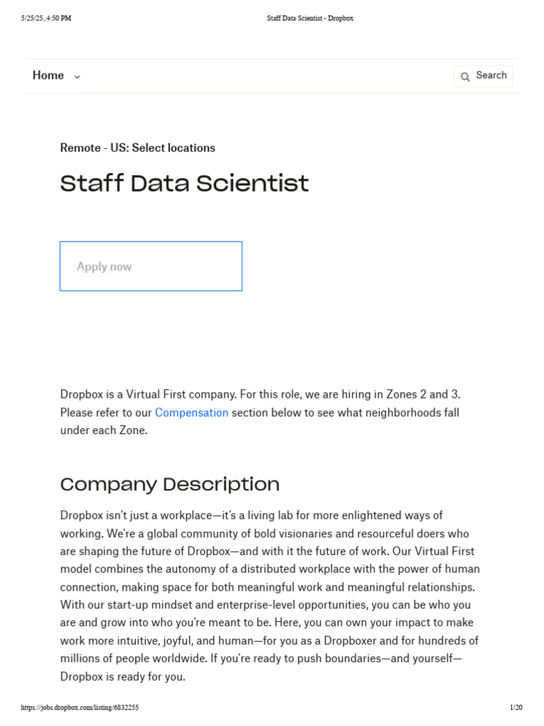 Dropbox Job Description | PDF | Analytics | Computing