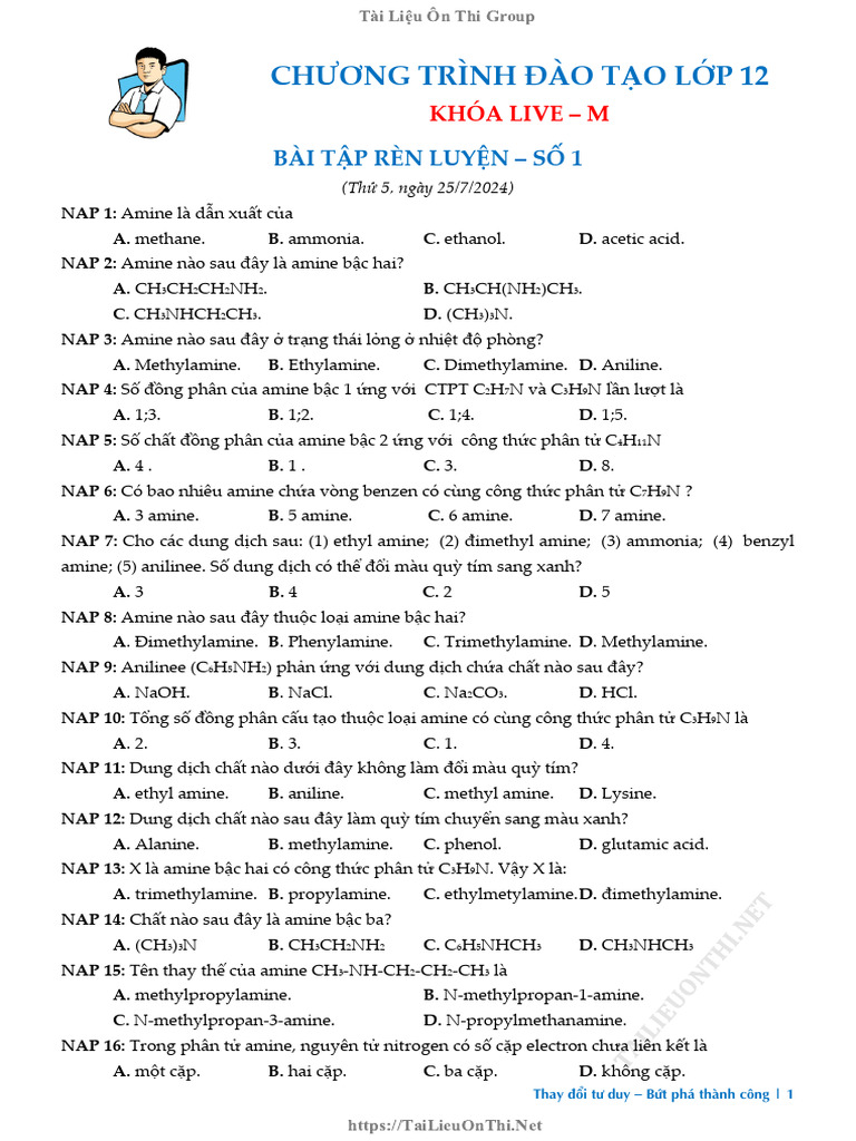 Amine - BTRL - Số 1 | PDF