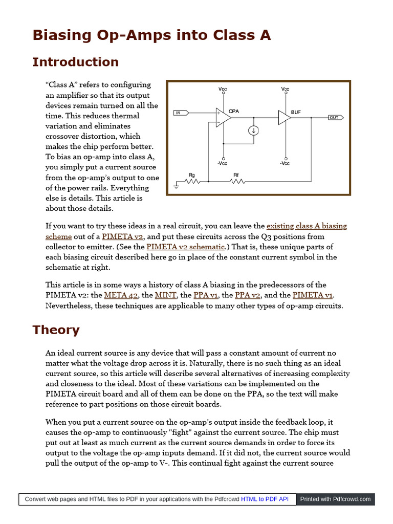 Bias Op Amps For CLass-A | PDF | Operational Amplifier | Amplifier