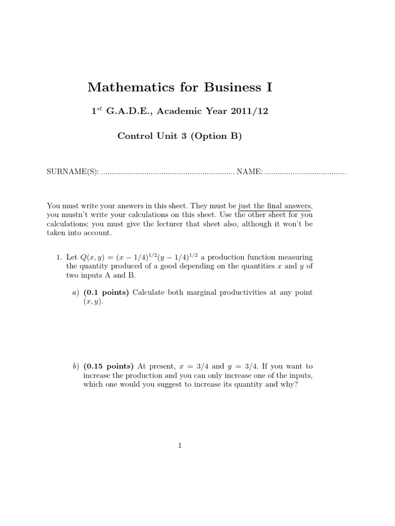 Exam Unit 3 - Option B | PDF