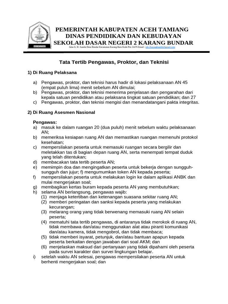 Tata Tertib Pengawas,Proktor,Dan Teknisi 2025 | PDF