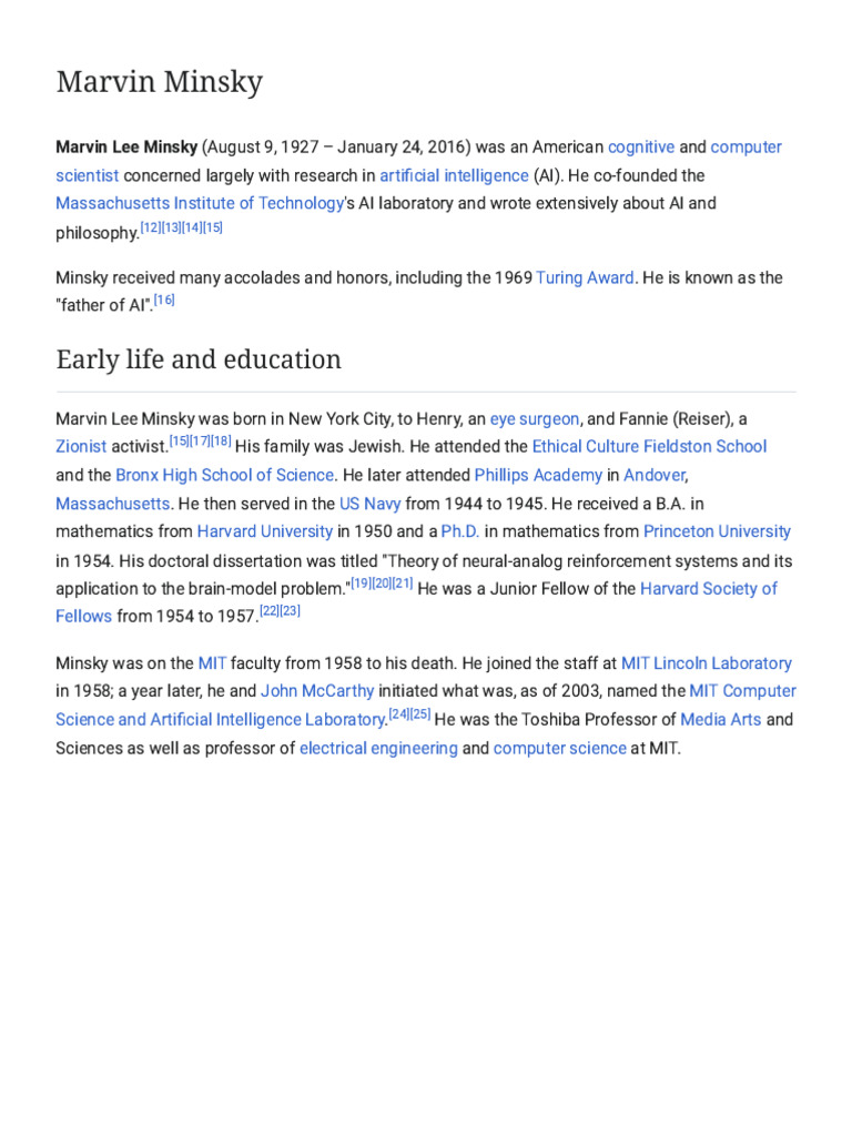 Marvin Minsky - Wikipedia | PDF