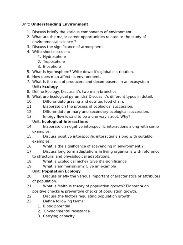 Question Bank 11 TH Grade | PDF | Ecology | Natural Environment