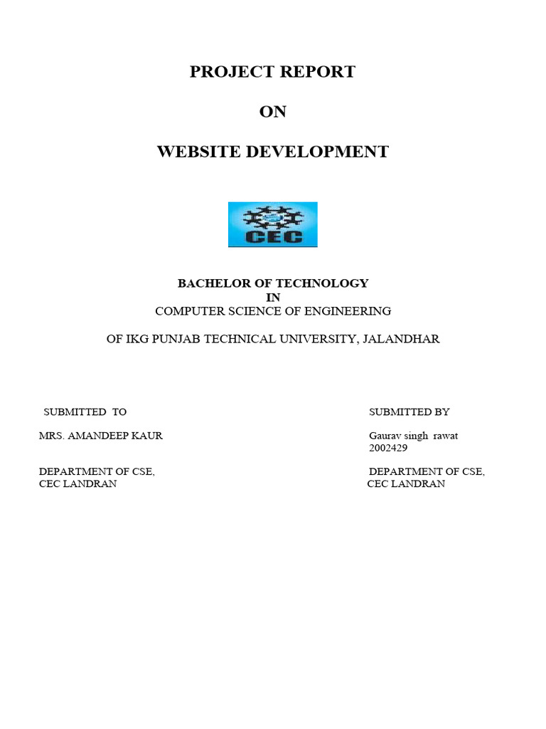 Website Development Project Report | PDF | World Wide Web | Internet & Web