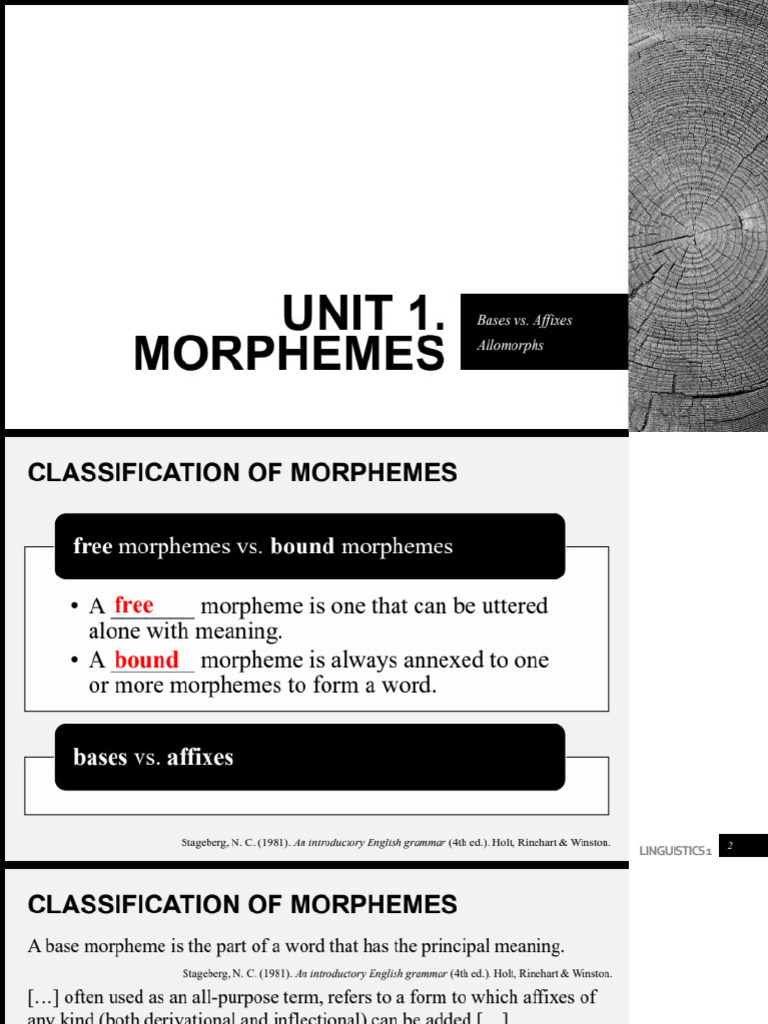 Session 2. Morphology Unit 1 | PDF