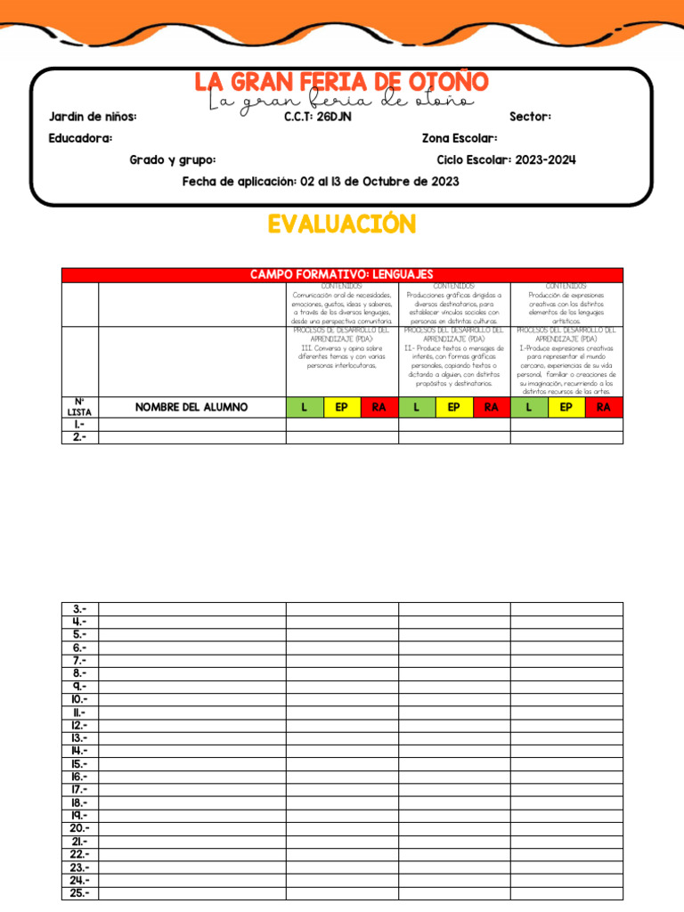 Evaluación La Gran Feria de Otoño | PDF | Aprendizaje | Educación de la primera infancia