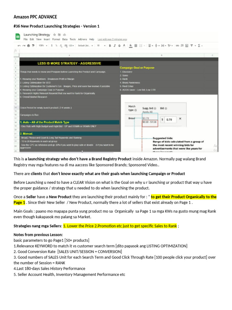 Amazon PPC ADVANCE New Product Launching Strategies - Version 1 | PDF ...