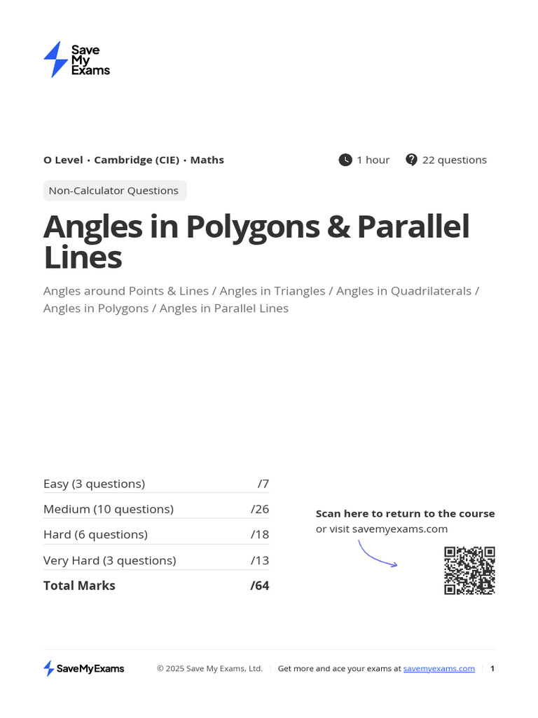 Angles in Polygons and Parallel Lines Non Calc K3qNPS6zgCQQMwvM | PDF ...