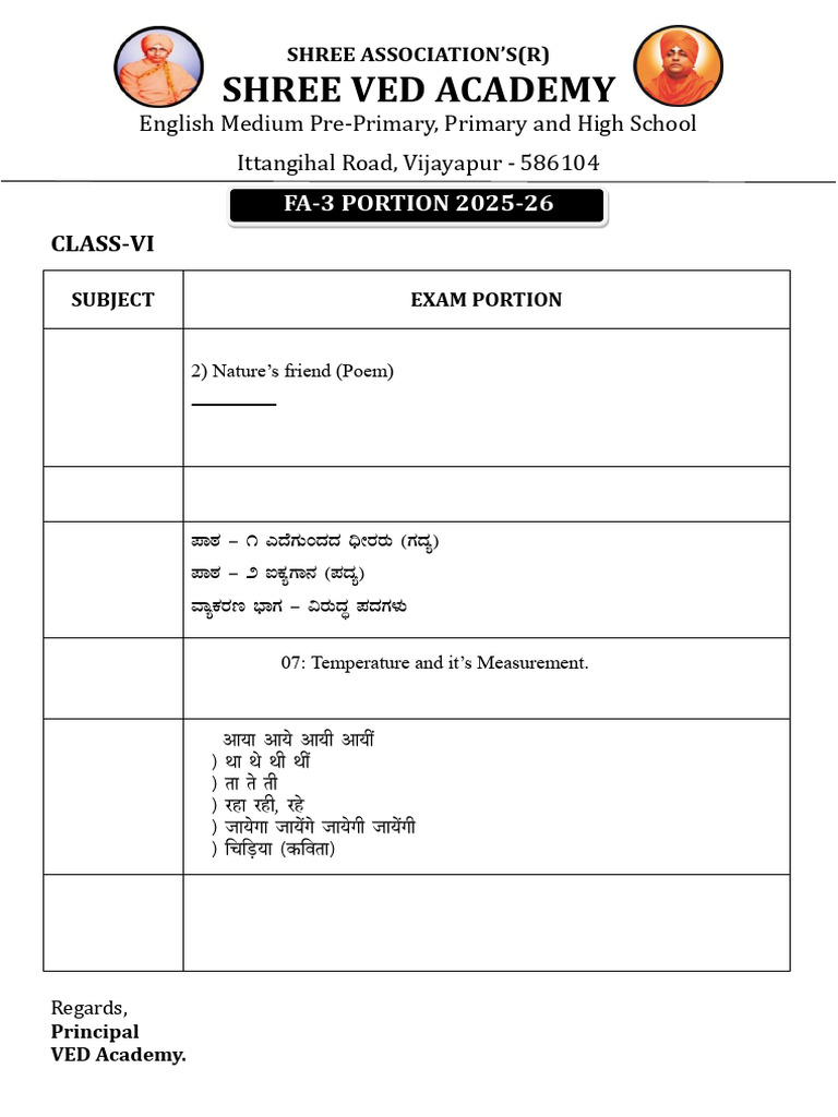 FA3 Exam Portions 6th | PDF