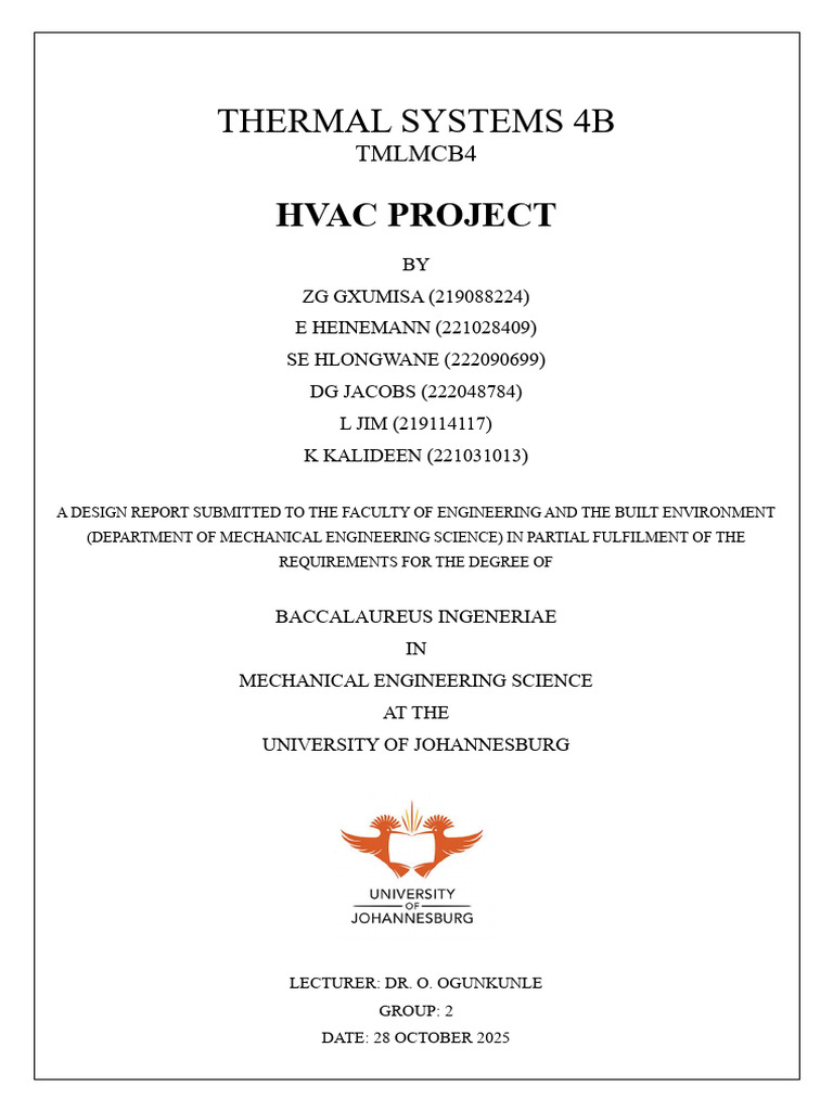 Thermal Systems HVAC Project - Group 2 | PDF | Ventilation ...