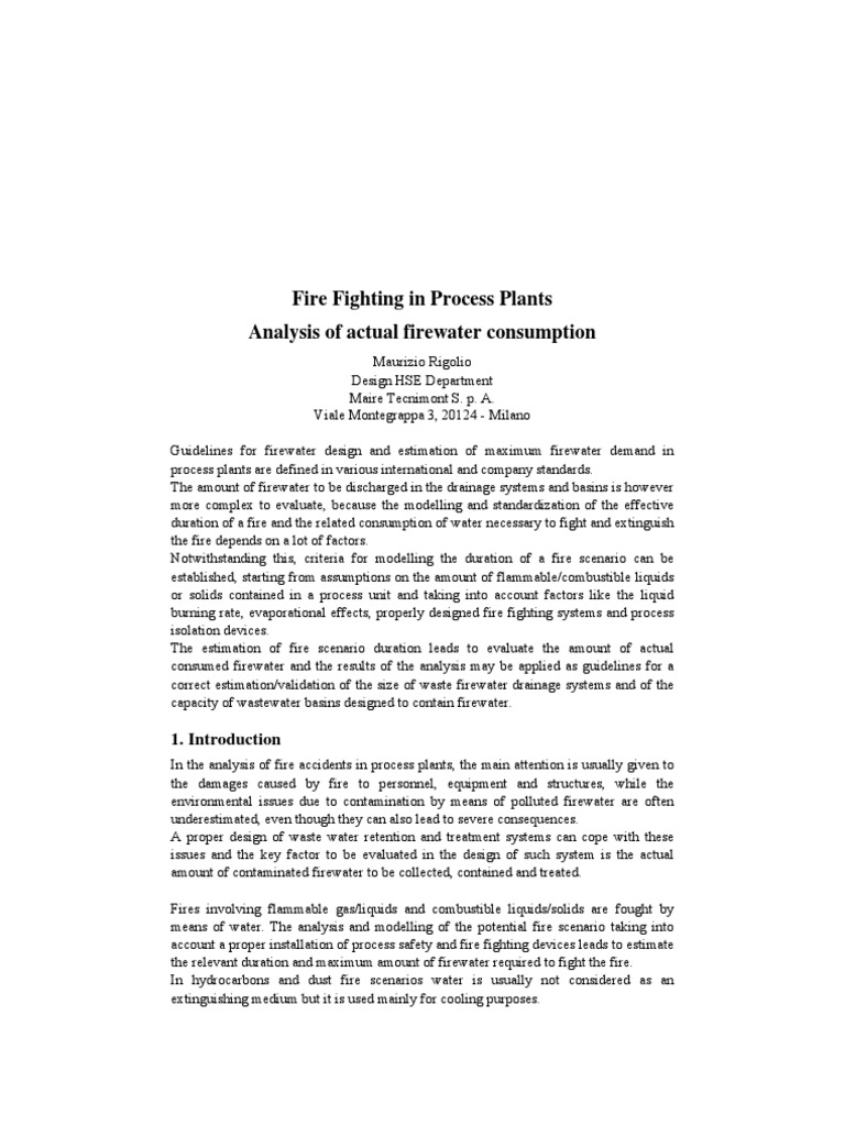 Firewater Demand Calculation | PDF | Flammability | Combustion