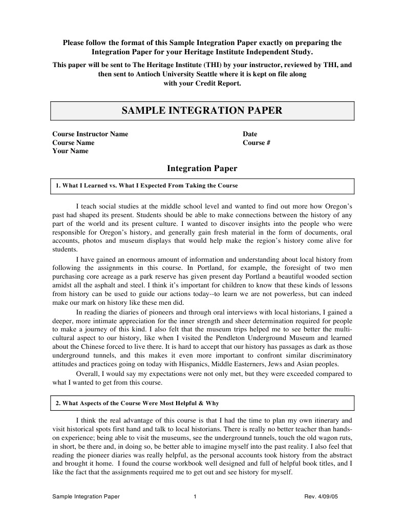 Sample Integration Paper Guidelines | PDF | Museum | Teachers