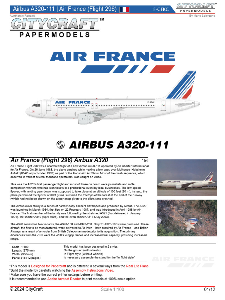 Airbus A320-111 Papercraft Model Guide | PDF | Aviation | Aircraft