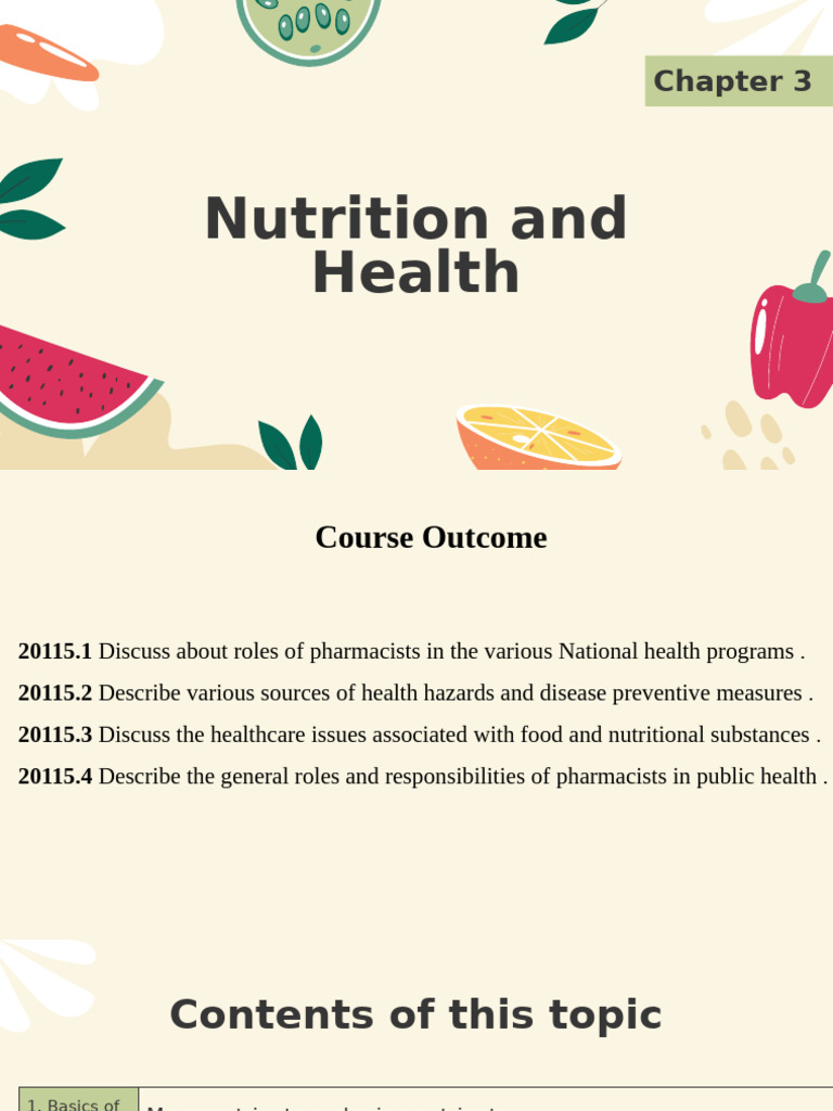 Nutrition and Health Chapter 3 | PDF | Foods | Nutrition