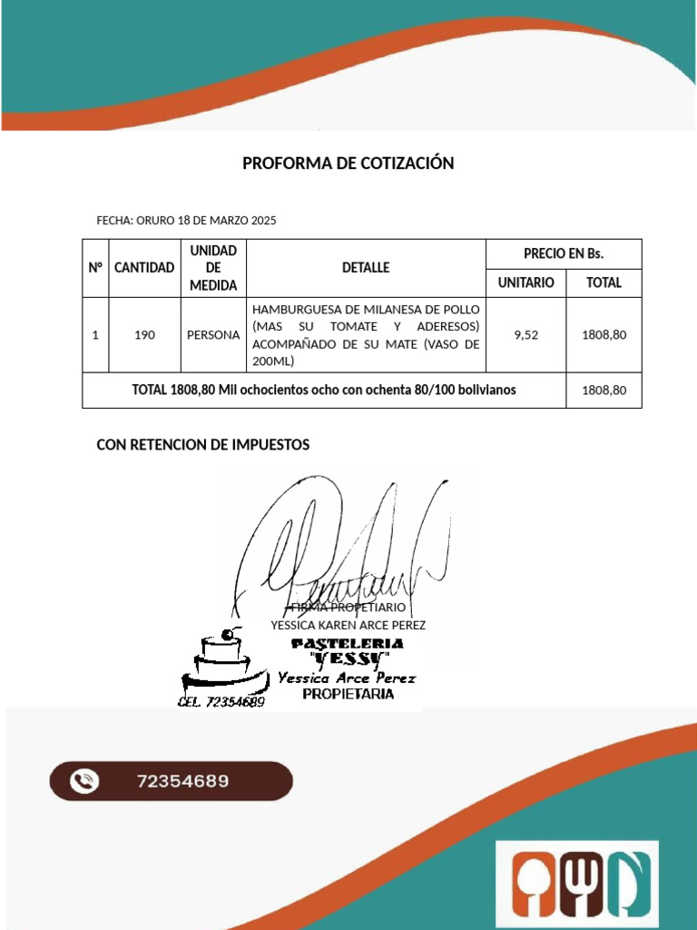 Proforma de Cotización Mila | PDF