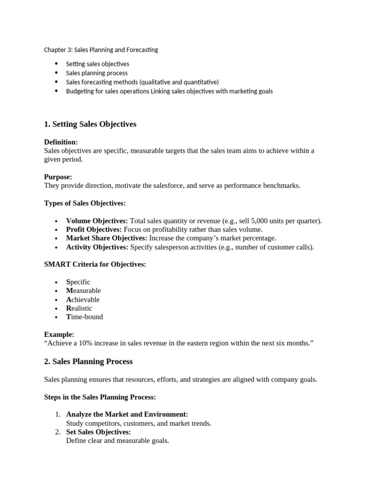 Sales Planning and Forecasting Guide | PDF | Sales | Marketing