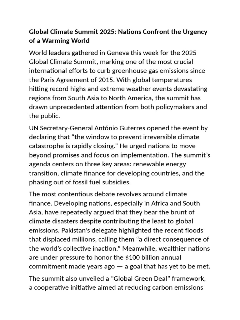 2025 Global Climate Summit Highlights | PDF