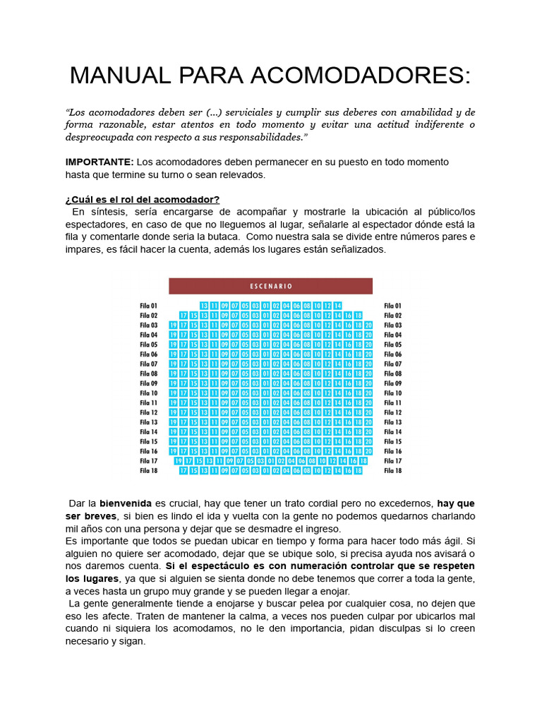 Manual para Acomodadores | PDF
