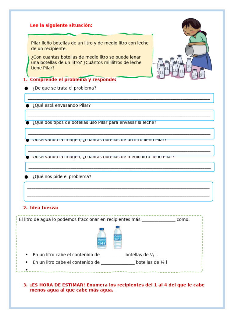 Ficha Medimos La Capacidad | PDF | Litro