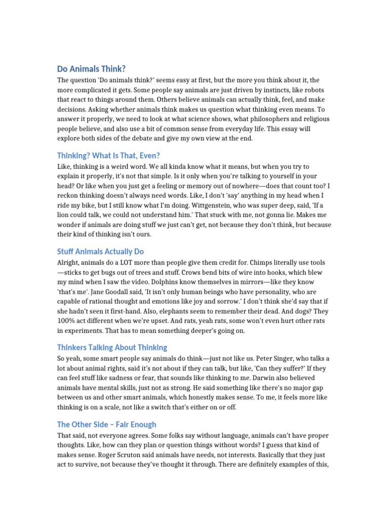 Do Animals Think UltraLow AIDetection | PDF | Thought