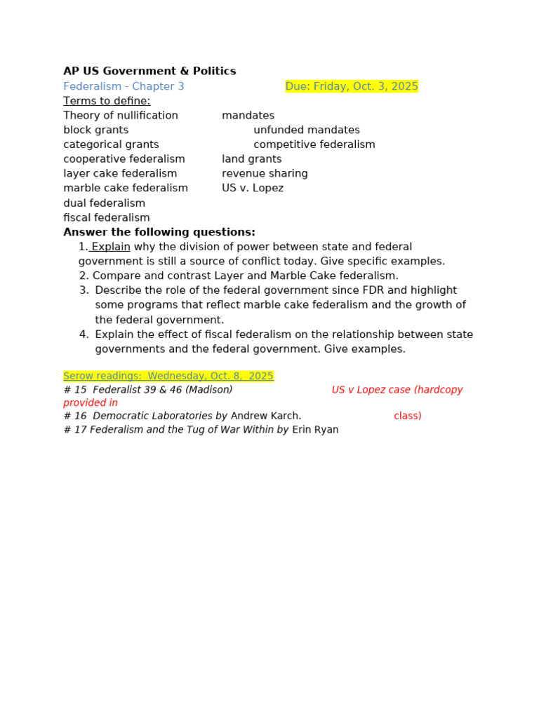 Federalism: Layer vs. Marble Cake | PDF