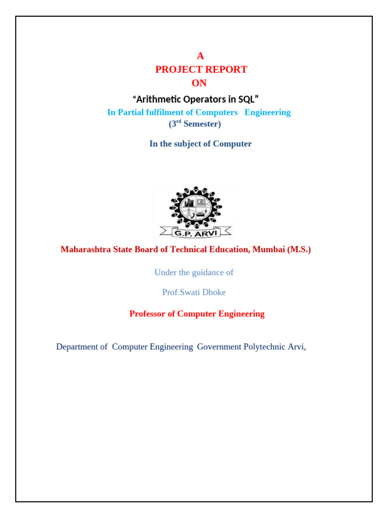 Micro Project Report Format | PDF | Multiplication | Arithmetic