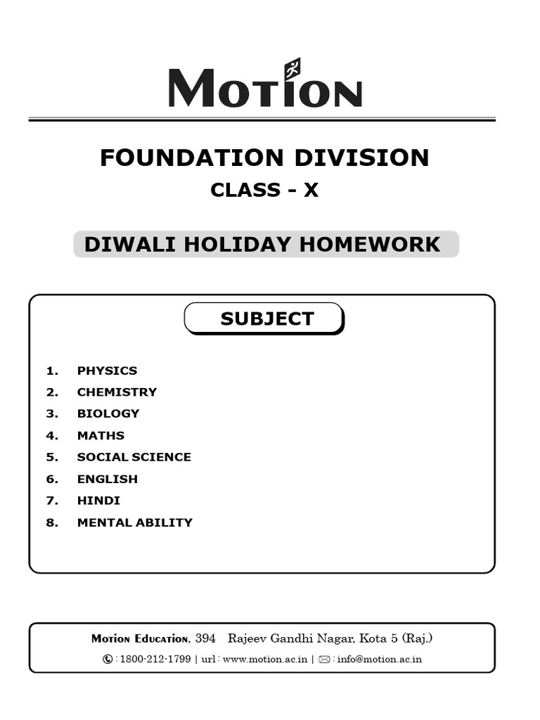 Class 10 - Diwali Holiday Homework | PDF | Ph | Ion