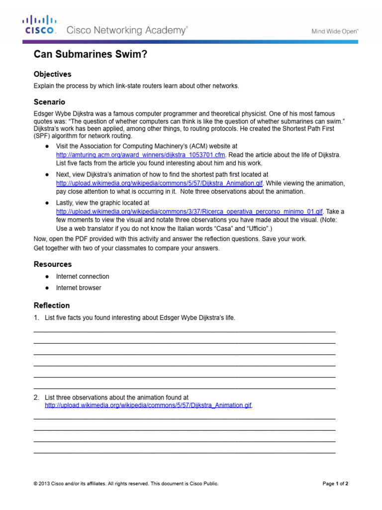 8.0.1.2 Class Activity - Can Submarines Swim Instructions | PDF ...