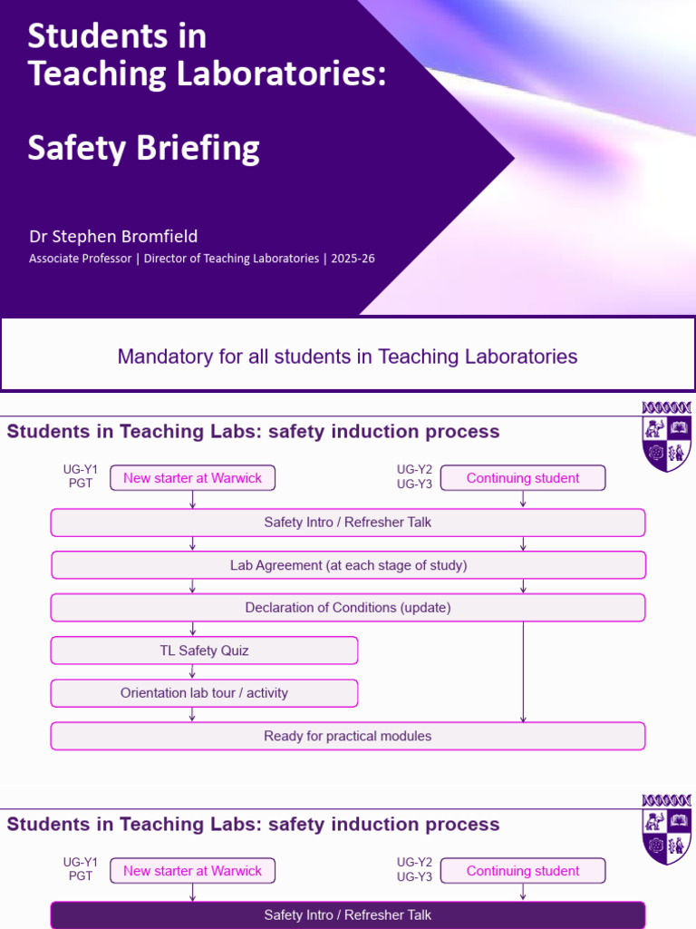 CH155 - TL Safety Induction - 2025-26 (Moodle) | PDF | Toxicity | Hazards