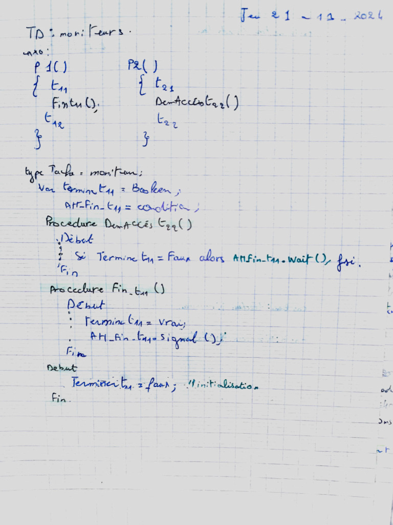 Corrigé TD Moniteurs | PDF