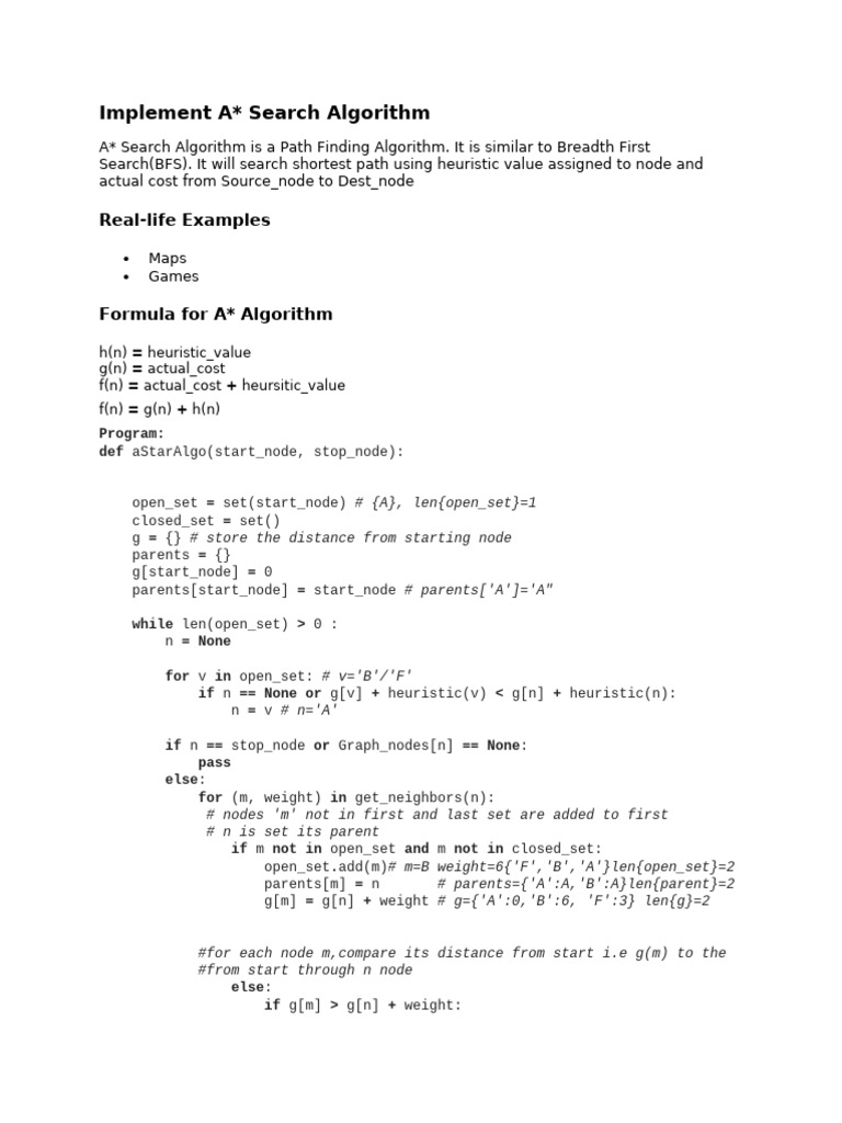 Implement Astar Algorithm | PDF | Combinatorics | Discrete Mathematics