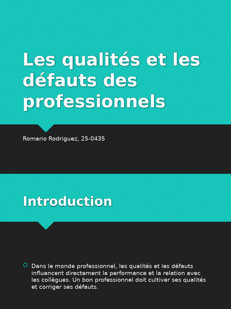 Qualités et défauts des professionnels | PDF