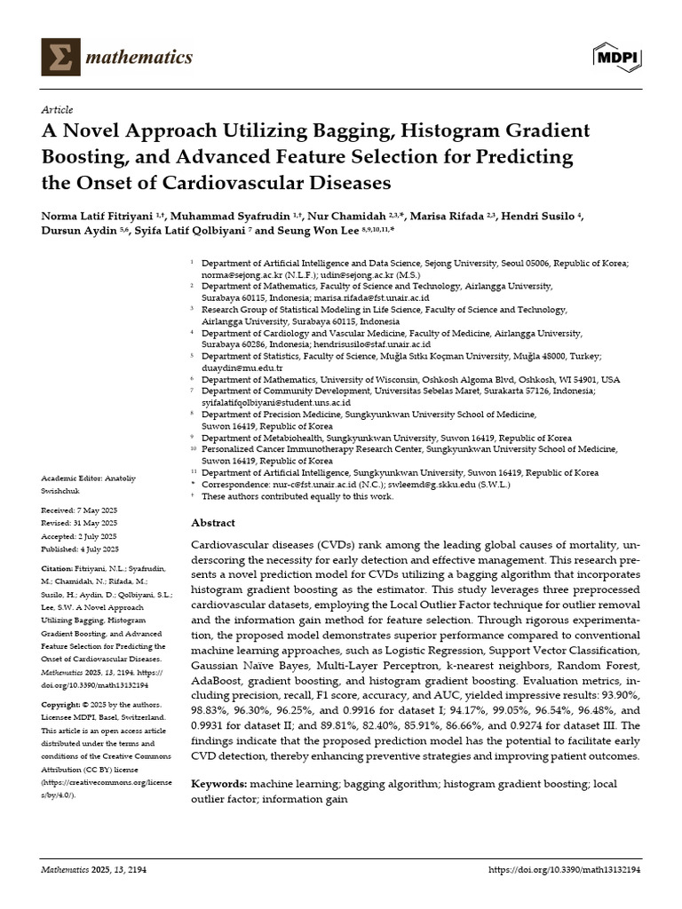 A Novel Approach Utilizing Bagging, Histogram Gradient Boosting, and ...