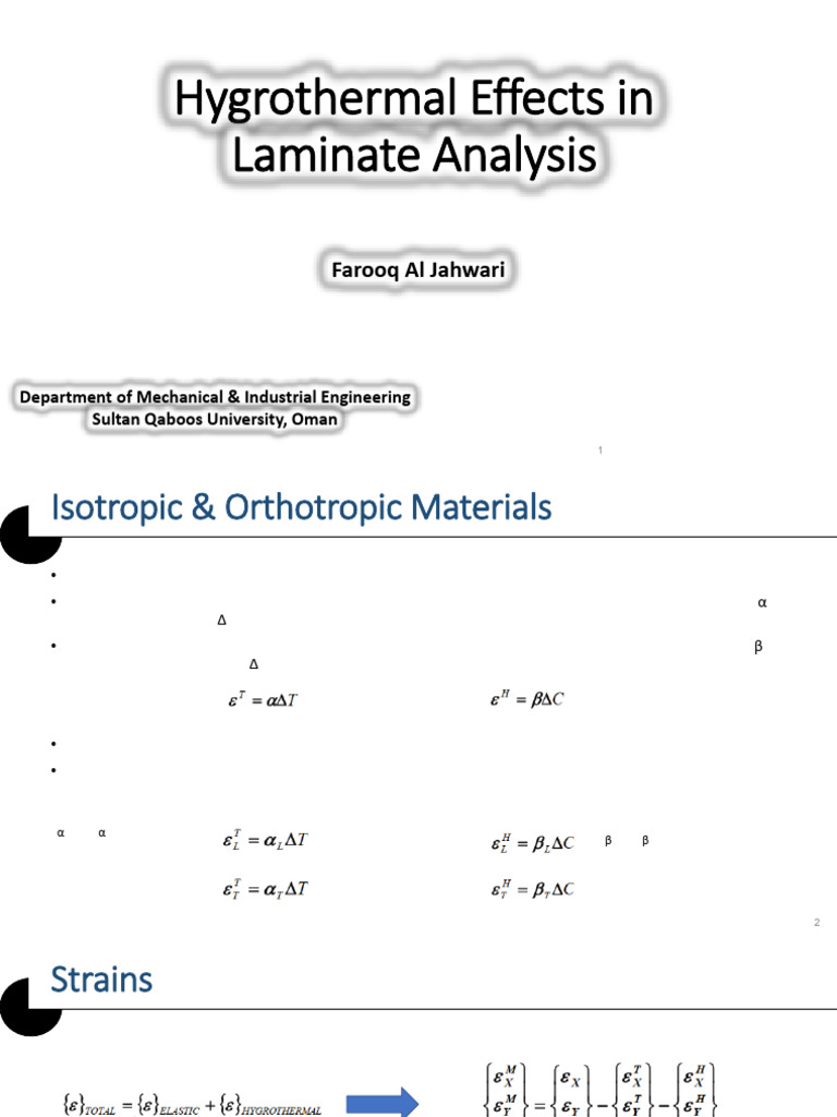 Hygrothermal Effects in Laminate Analysis | PDF | Stress (Mechanics) | Mechanics